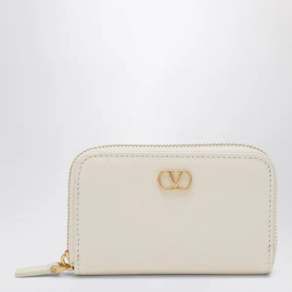 Valentino Garavani Vlogo Signature Zip Wallet Ivory - White