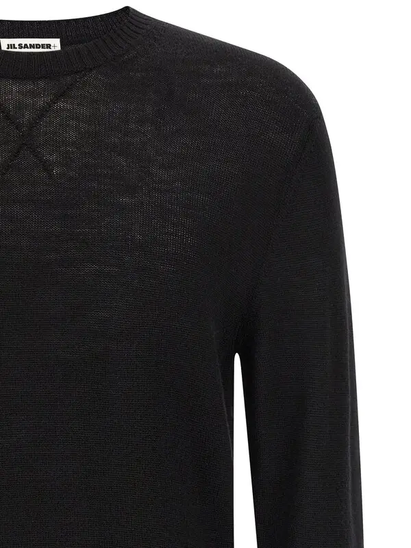 JIL SANDER Logo Embroidery Virgin Wool Sweater - Black