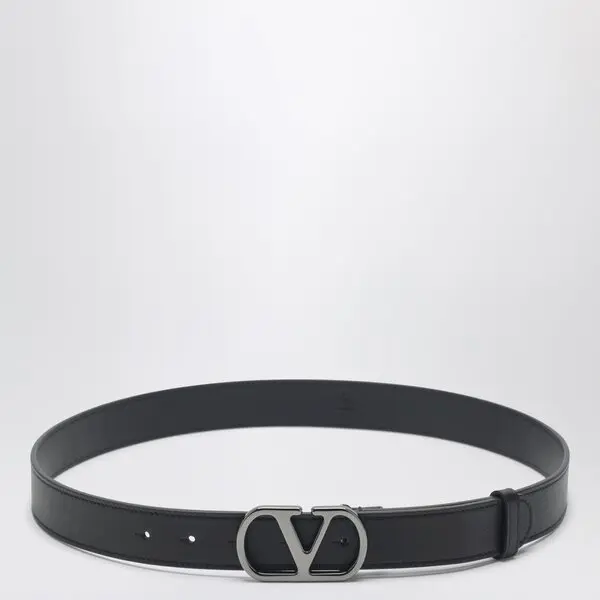 Valentino Garavani Vlogo Signature Leather Belt - Black