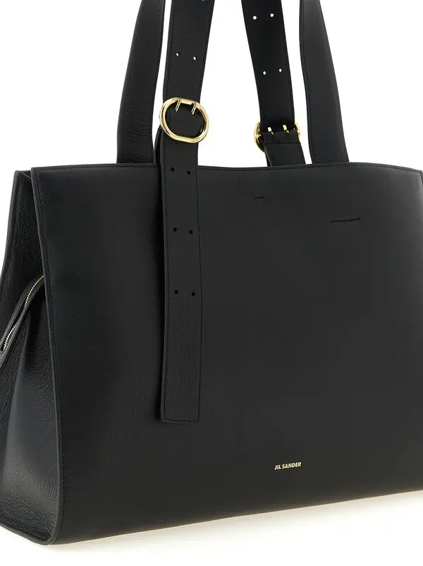 JIL SANDER Cannolo Leather Shopping Bag