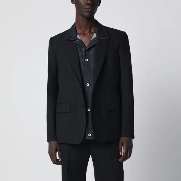 Sacai Single-breasted Jacket With Denim Insert