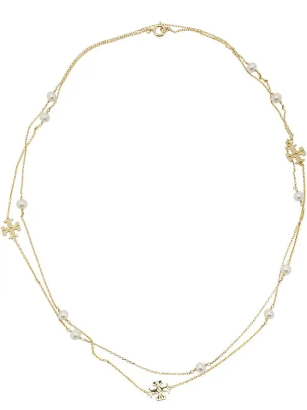 Tory Burch Brass And Pearl Necklace - Gold