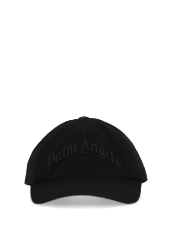 Palm Angels Curved Logo Tonal Cap - Black - Black