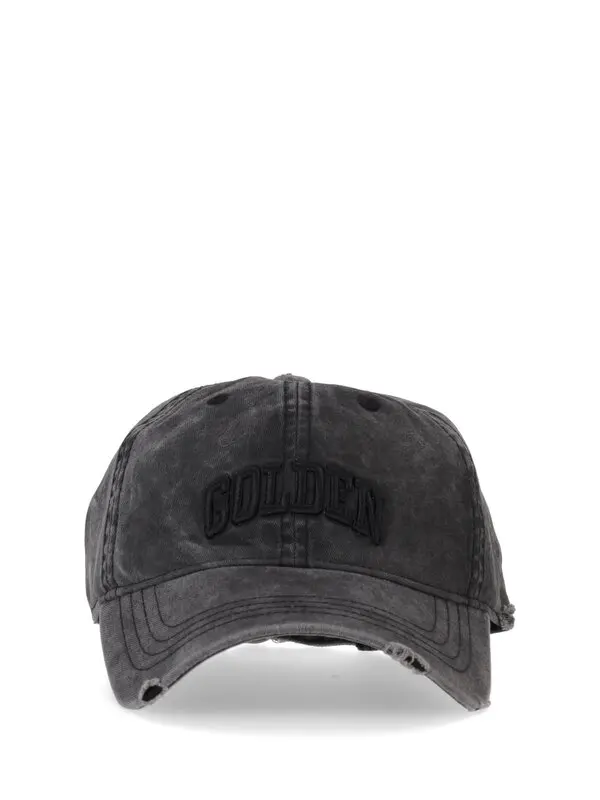 Palm Angels Curved Logo Distressed Cap - Anthracite - Black