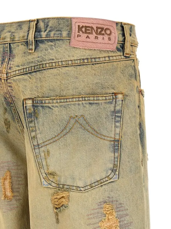 Kenzo Kuroki Selvedge Destroyed Bleach Denim Jeans
