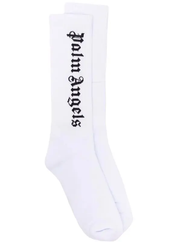Palm Angels Classic Logo Crew Socks - White Black