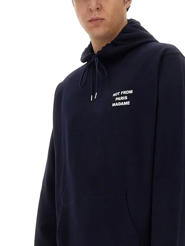 Drole De Monsieur Relaxed Fit Slogan Sweatshirt - Blue