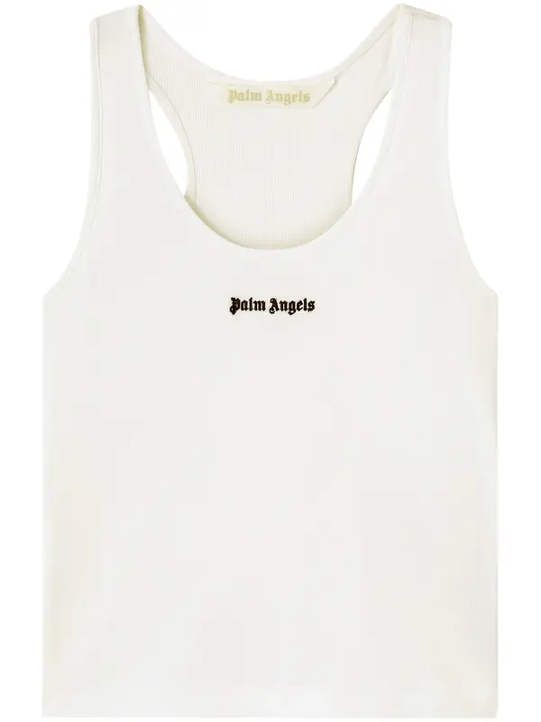 Palm Angels Classic Logo Rib Tank - White Black