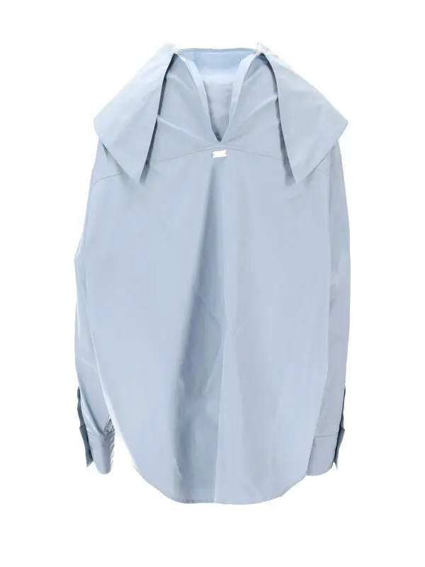 AMI Paris Long Sleeve Bandana Blouse - Ciel