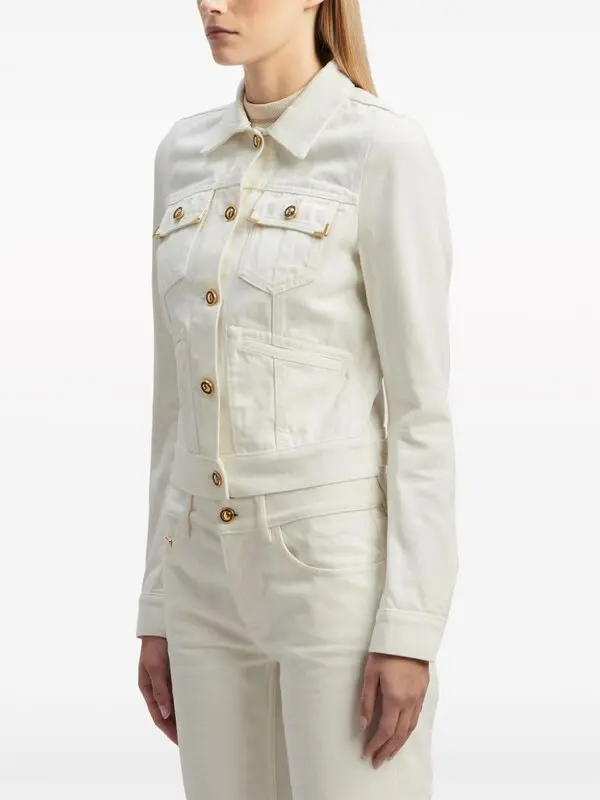 Palm Angels Cotton Denim Jacket - Ecru