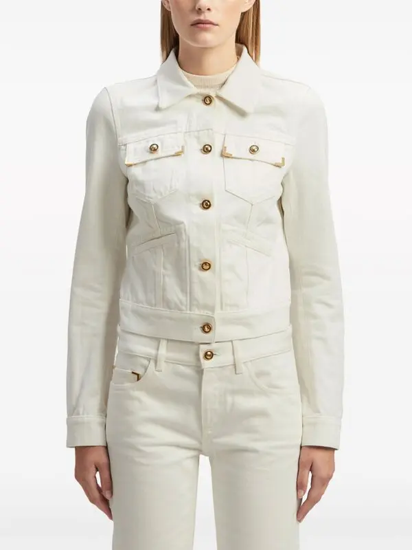 Palm Angels Cotton Denim Jacket - Ecru