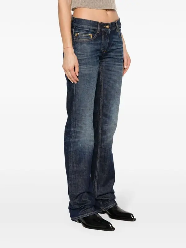 Palm Angels Logo Embroidered Straight Leg Jeans
