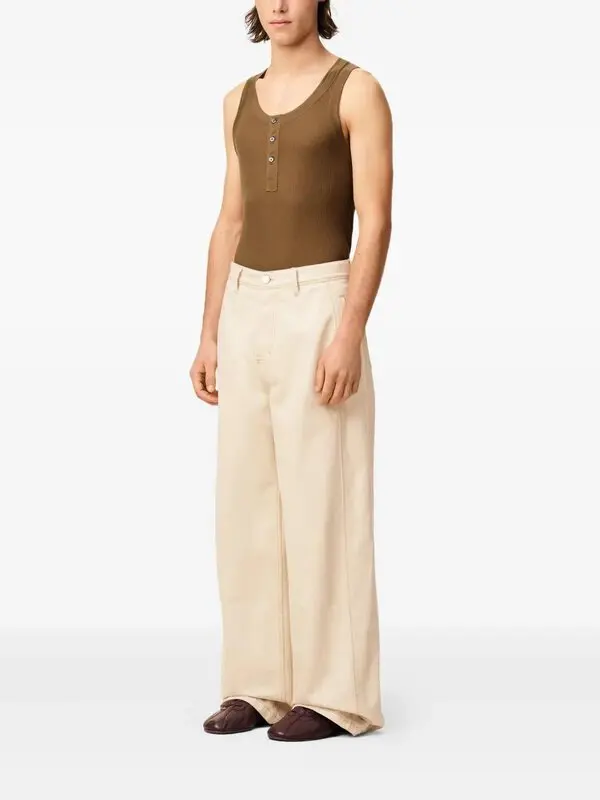 Ami Wide Fit Jeans With Side Stripes - Ecru