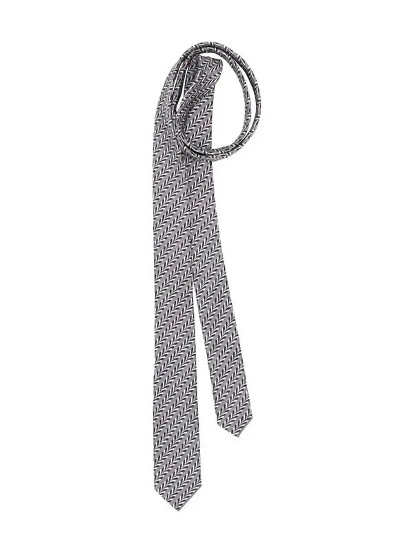 Prada Embroidered Tie - Acciaio
