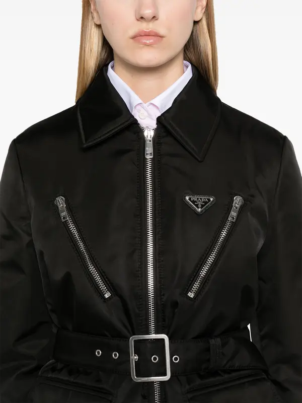 Prada Triangle Logo Padded Jacket - Nero