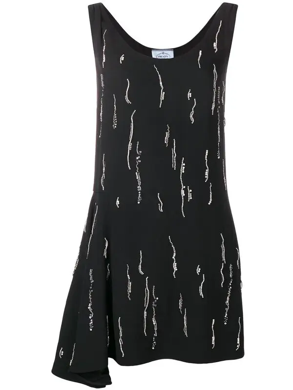 Prada Sablè Satin Embellished Dress