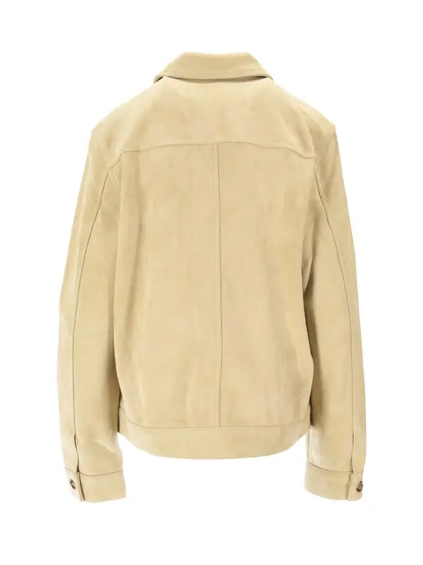 AMI Paris Leather Buttoned Jacket - Anis
