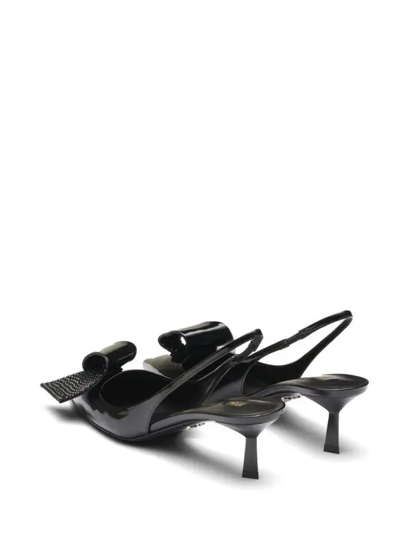 Prada 55mm Crystal-embellished Slingback Pumps - Nero