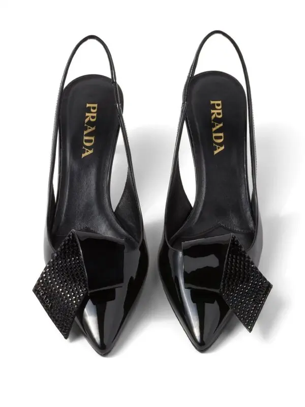 Prada 55mm Crystal-embellished Slingback Pumps - Nero