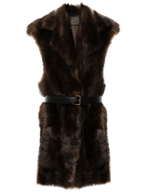 Prada Fur Gilet - Mogano