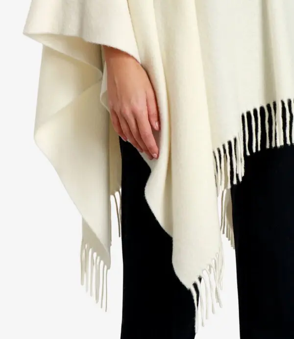 GRAN SASSO Cape With Fringed Hem - Cream