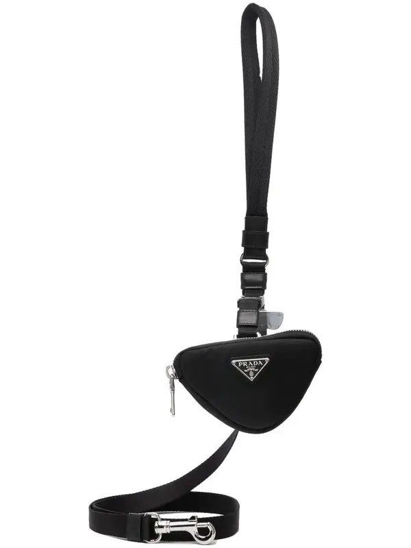 Prada Logo Plaque Dog Lead - Nero