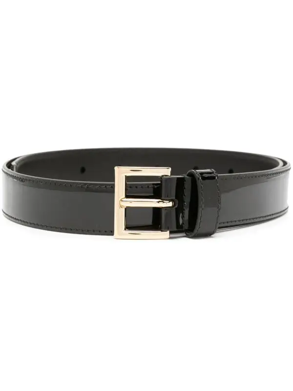 Prada Logo Plaque Patent Leather Belt - Nero