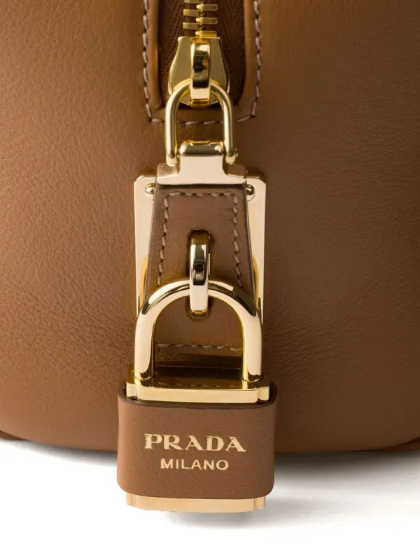 Prada Medium Leather Top Handle Bag With Padlock