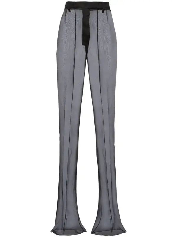 Prada Semi-sheer Flared Trousers - Nero
