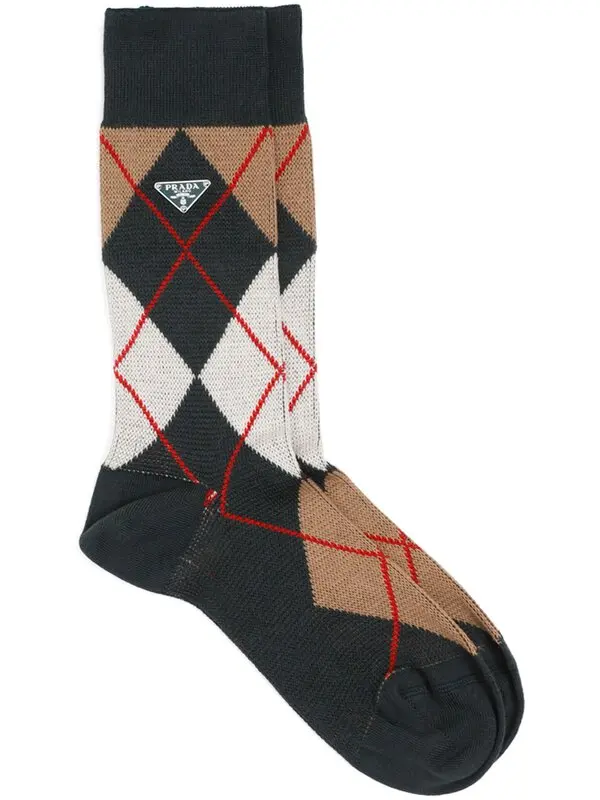 Prada Argyle Check Crew Socks - Bosco