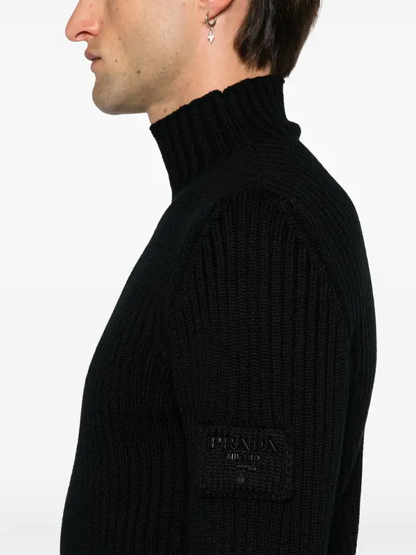 Prada Logo Lettering Virgin Wool Sweater