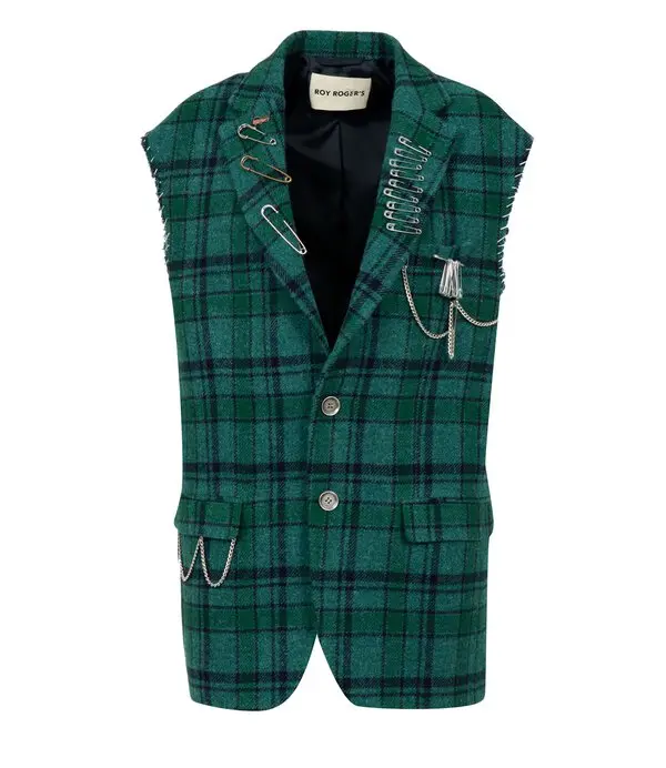 ROY ROGER'S Sleeveless Plaid Jacket