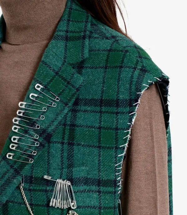 ROY ROGER'S Sleeveless Plaid Jacket