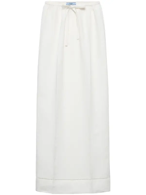 Prada Logo Embroidered Linen Skirt