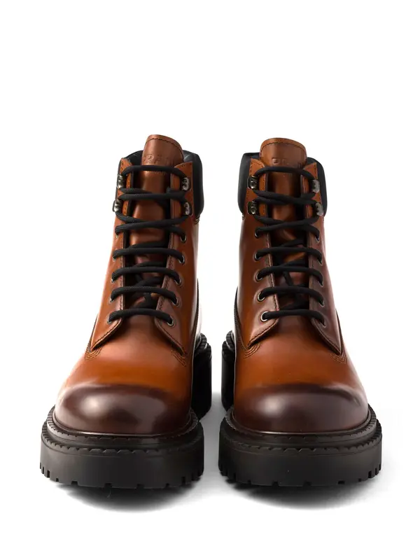 Prada Leather Boots - Cognac