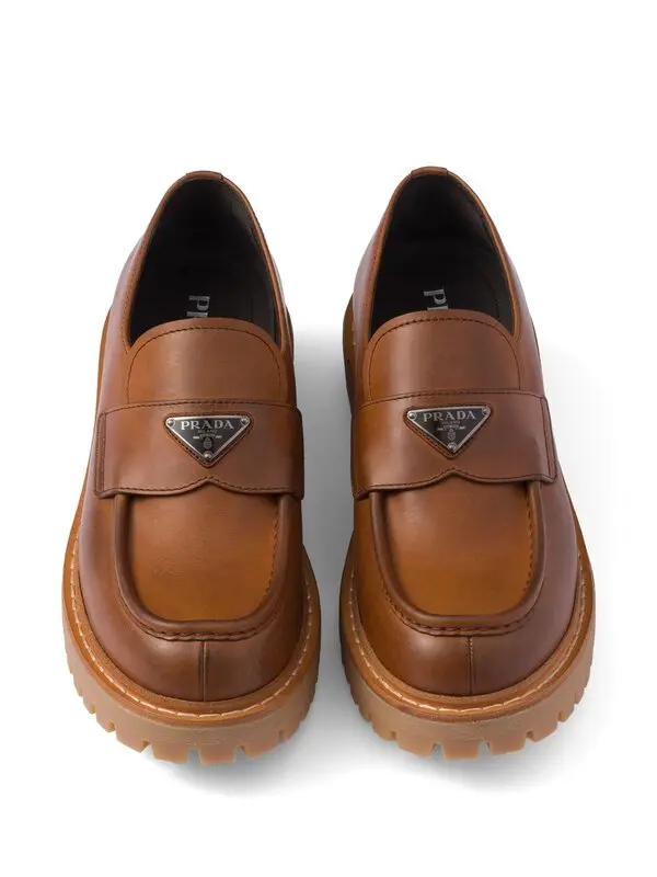 Prada Leather Loafers - Cognac
