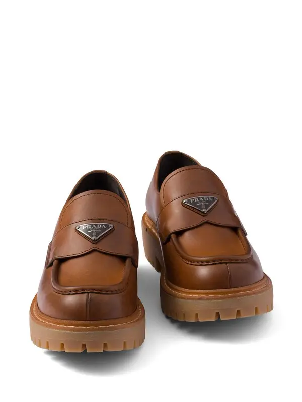 Prada Leather Loafers - Cognac