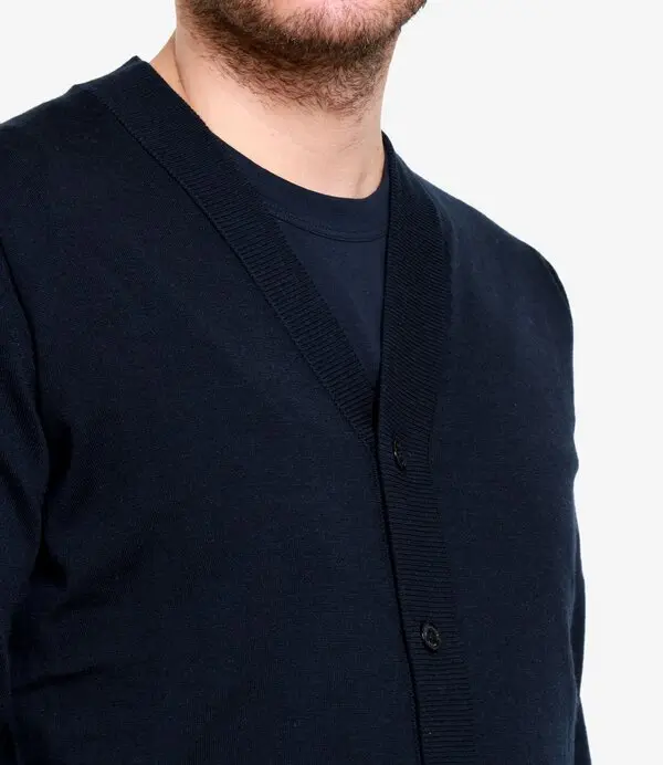 PAOLO PECORA Wool V-neck Cardigan - Blue