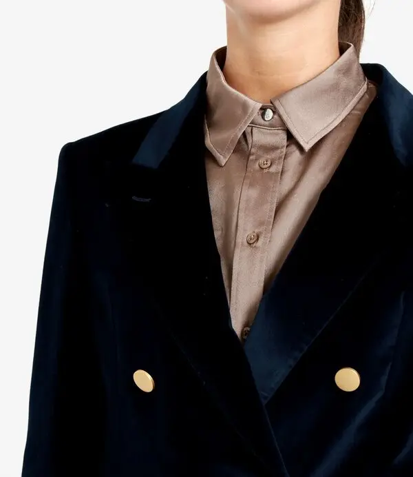 Tagliatore Tailored Double-breasted Velvet Blazer - Blue