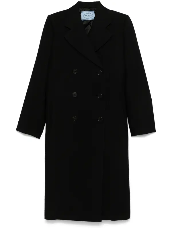Prada Virgin Wool Mid-length Coat - Nero
