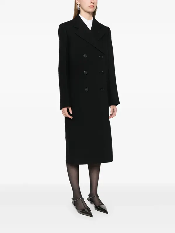 Prada Virgin Wool Mid-length Coat - Nero
