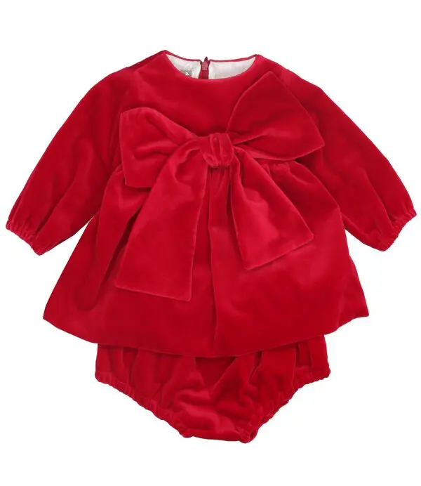 LA STUPENDERIA Velvet A-line Dress With Bow