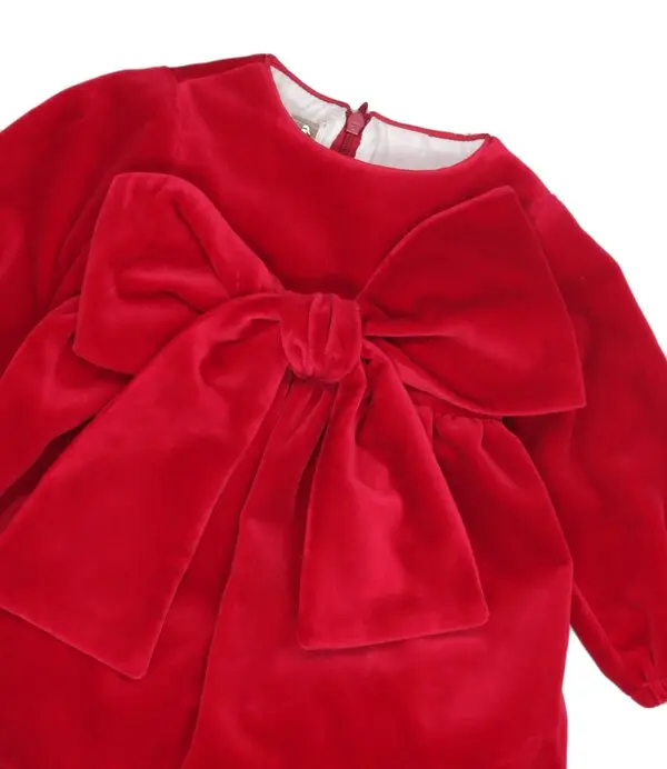 LA STUPENDERIA Velvet A-line Dress With Bow