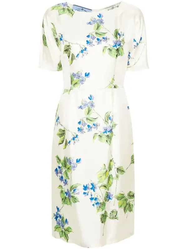 Prada Floral Print Twill Dress - Talco