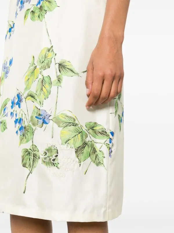 Prada Floral Print Twill Dress - Talco