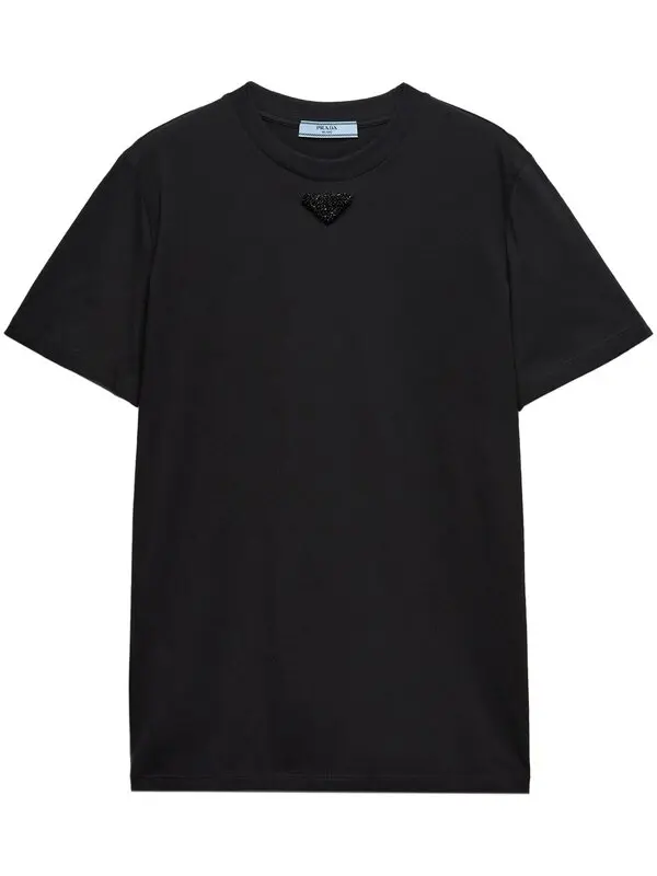 Prada Embroidered Triangle Jersey T-shirt