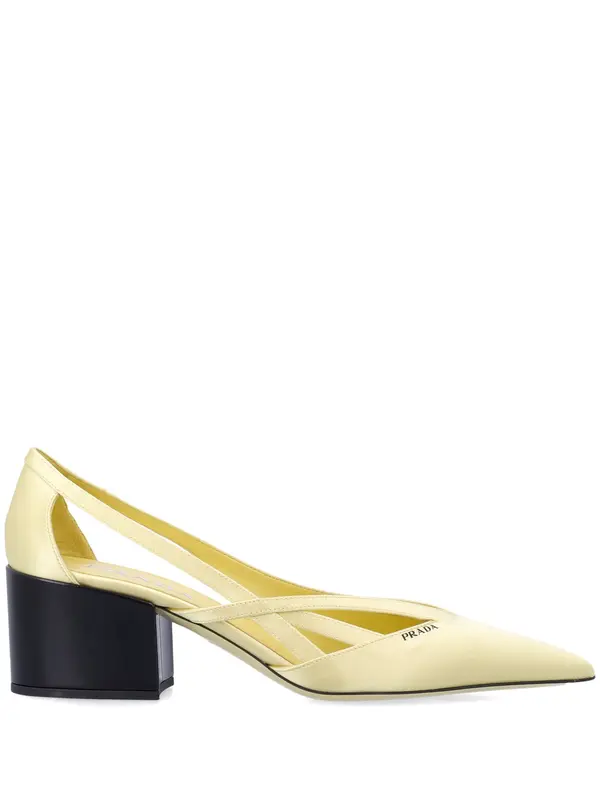 Prada 55mm Satin Cut Out Pumps - Limone
