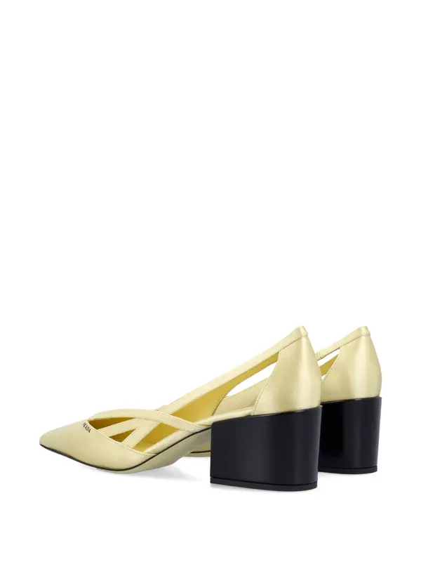 Prada 55mm Satin Cut Out Pumps - Limone
