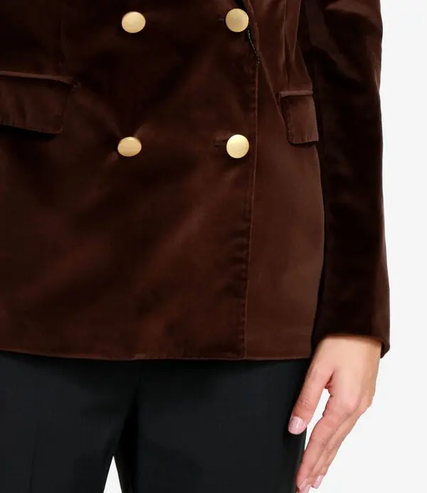 Tagliatore Velvet Double-breasted Blazer - Brown