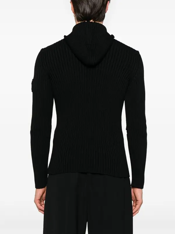 Prada Ribbed Virgin Wool Knit Hoodie
